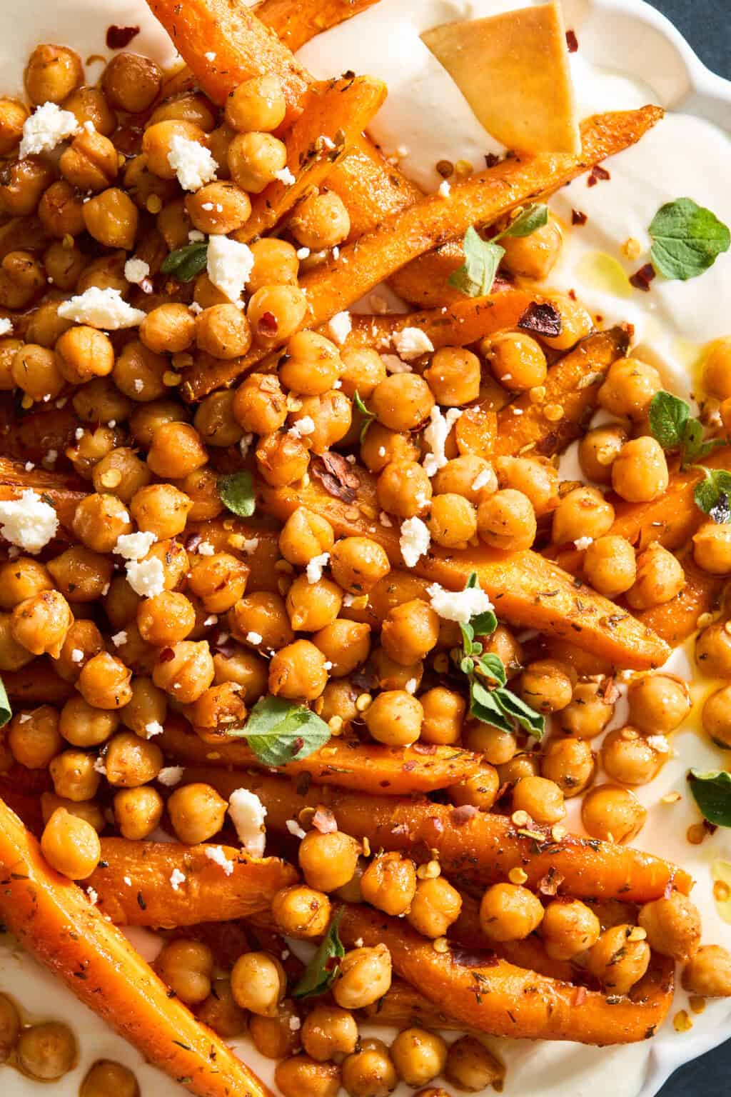 Chickpeas and Roasted Carrots with Whipped Feta - Food Dolls