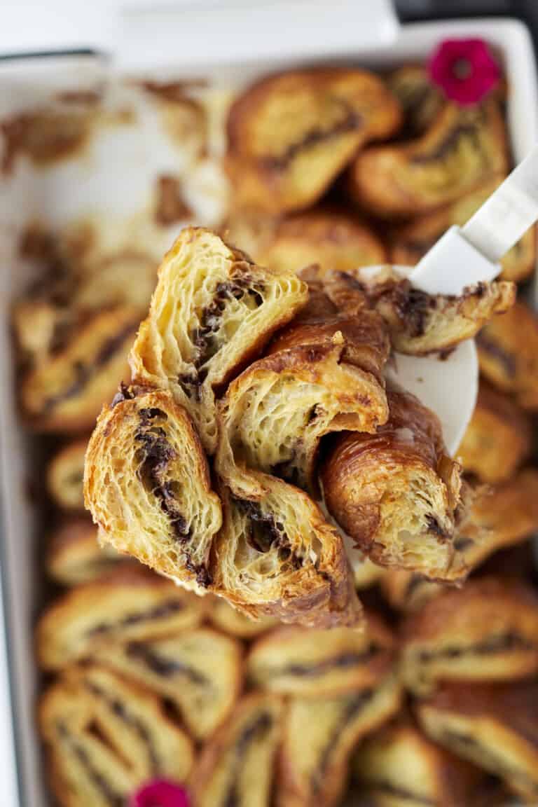 Nutella Stuffed Croissant French Toast