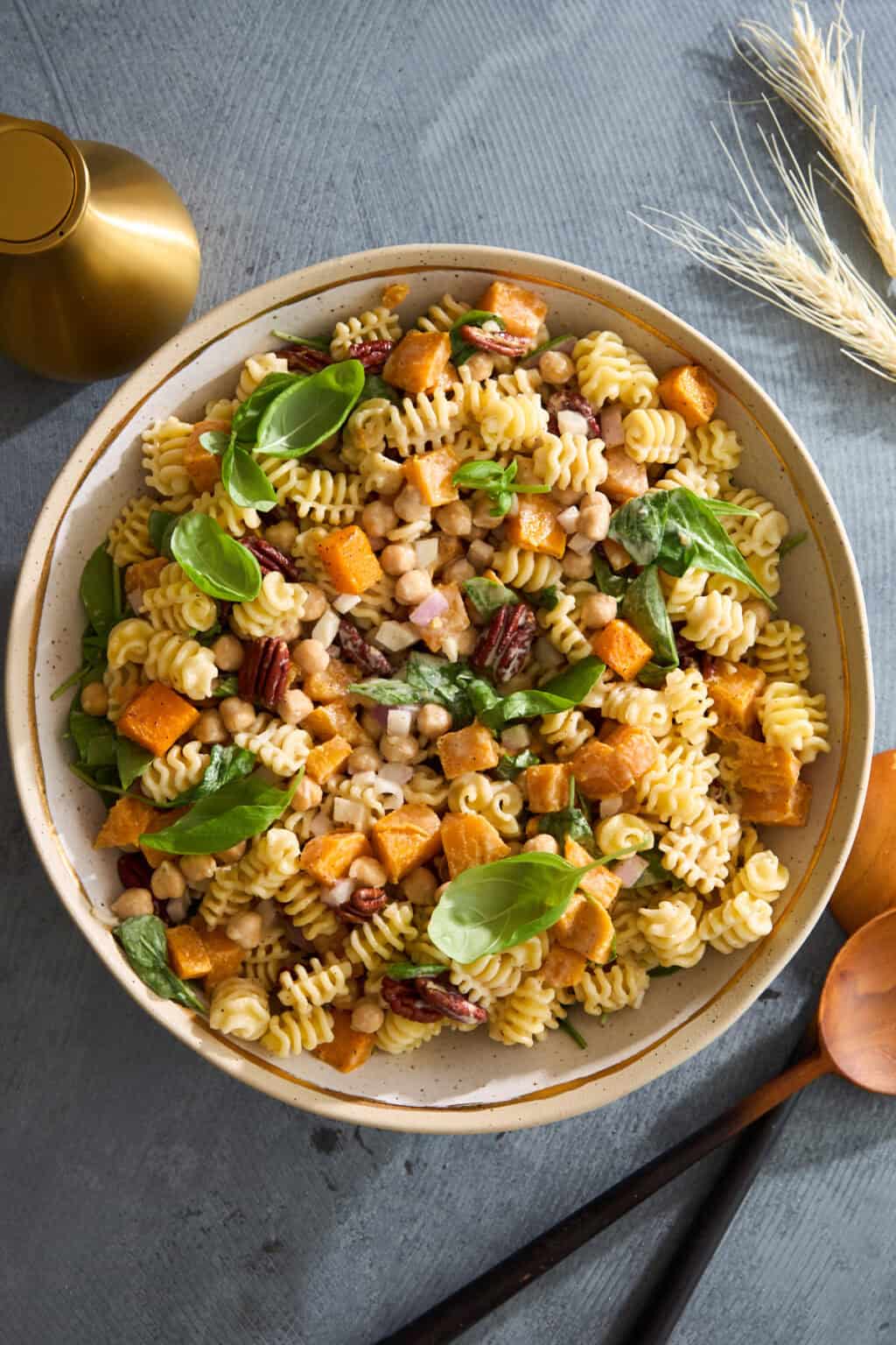 Fall Pasta Salad with Tahini Dressing - Food Dolls