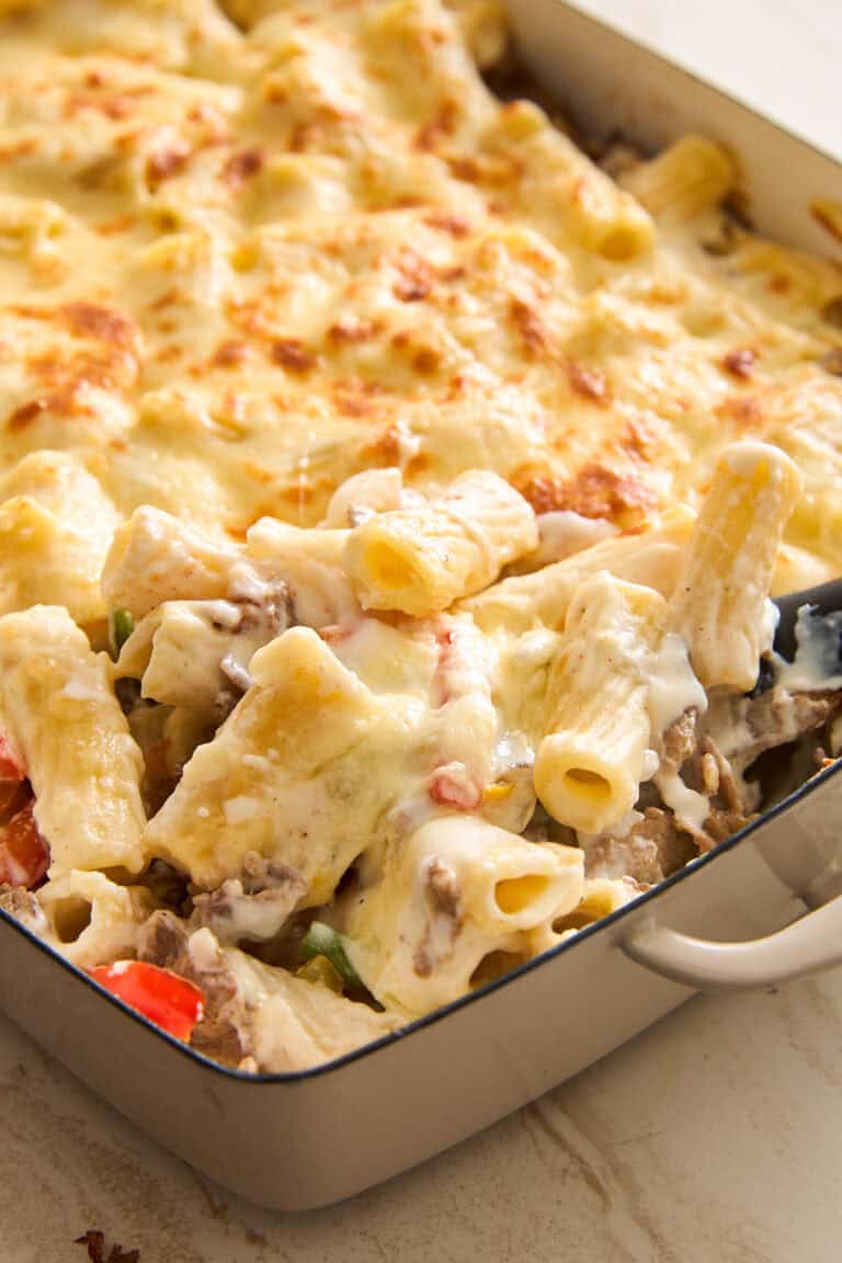 Philly Cheesesteak Pasta Bake - Food Dolls