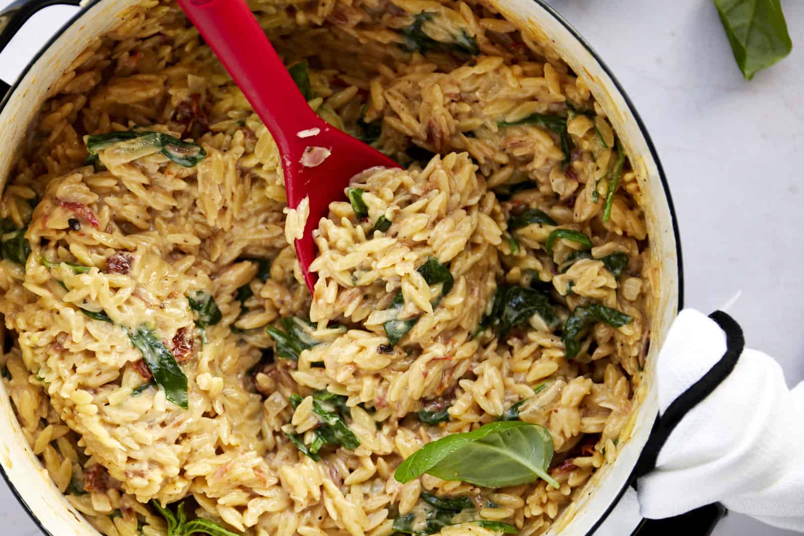 One Pot Creamy Tuscan Orzo - Food Dolls