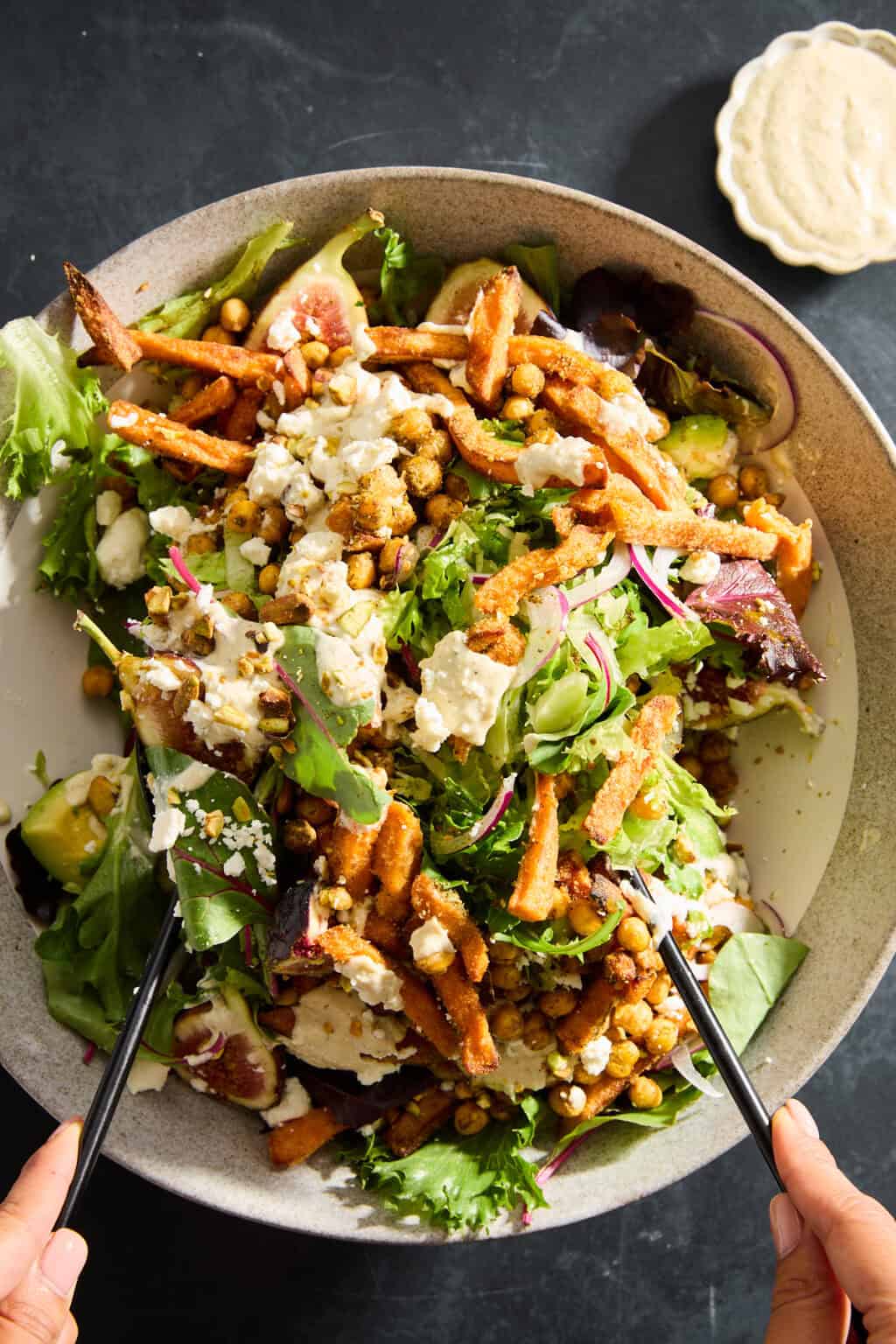 Fig Salad with Roasted Sweet Potatoes and Chickpeas - Food Dolls