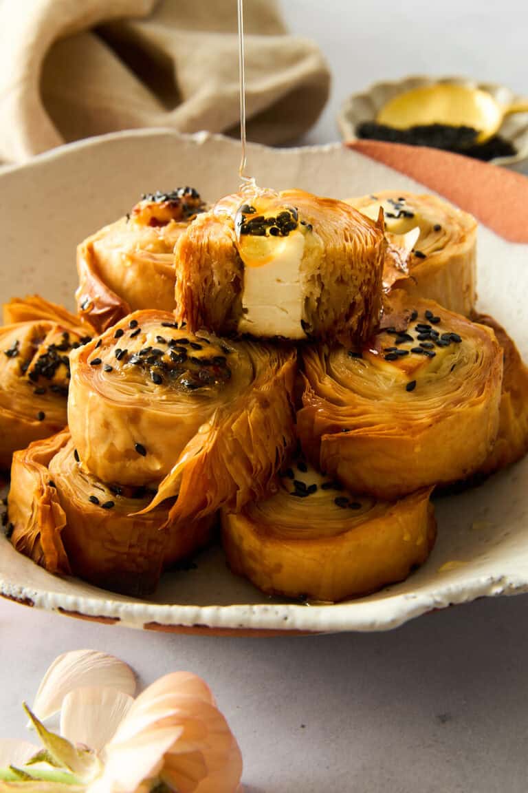 Hot Honey Feta Phyllo Rolls - Food Dolls