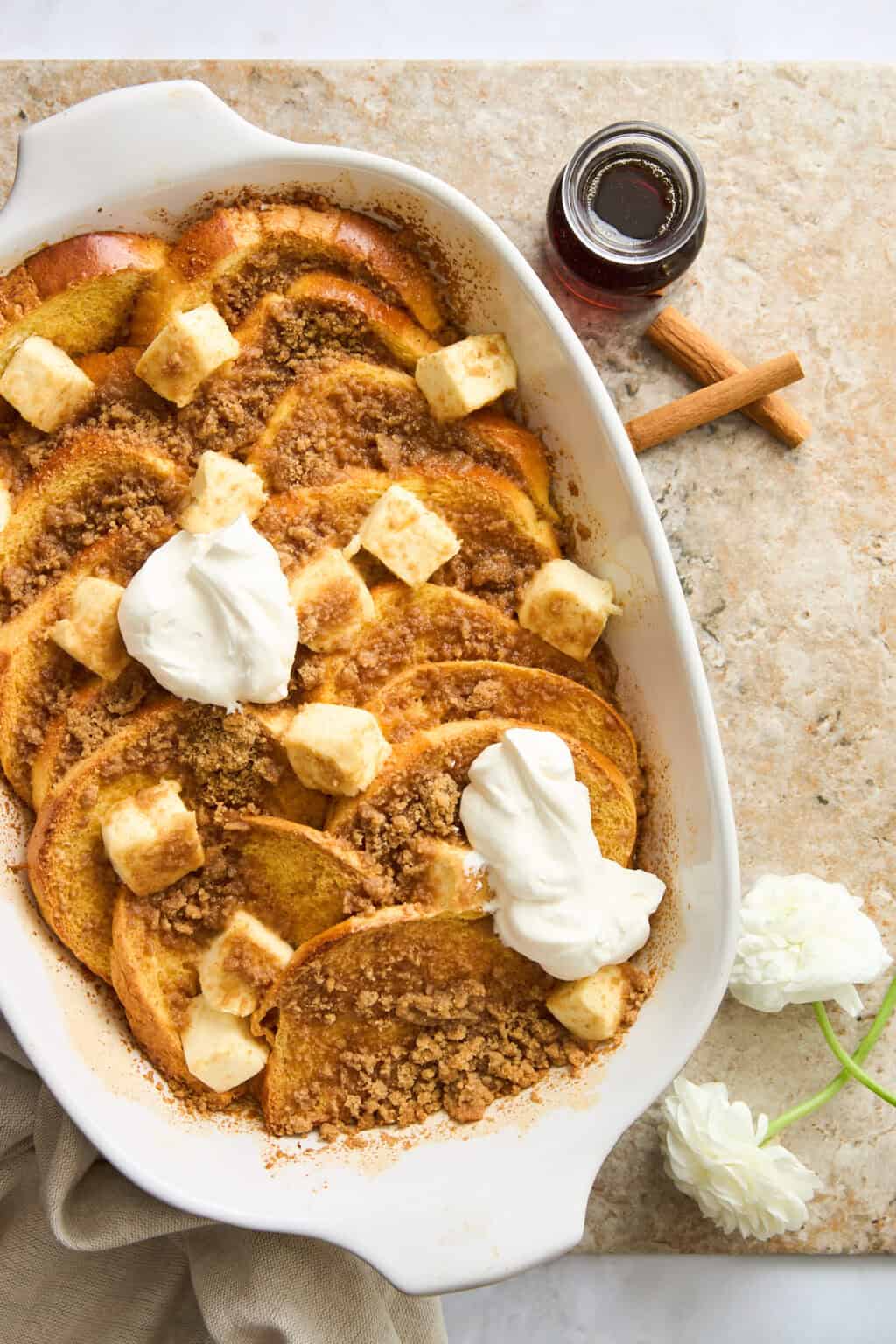 Maple French Toast with Maple Streusel Topping - Food Dolls