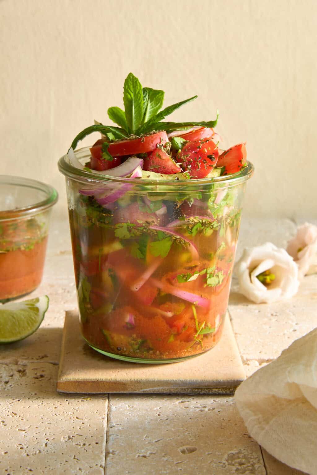 Cucumber and Tomato Salad with Vinegar - Food Dolls