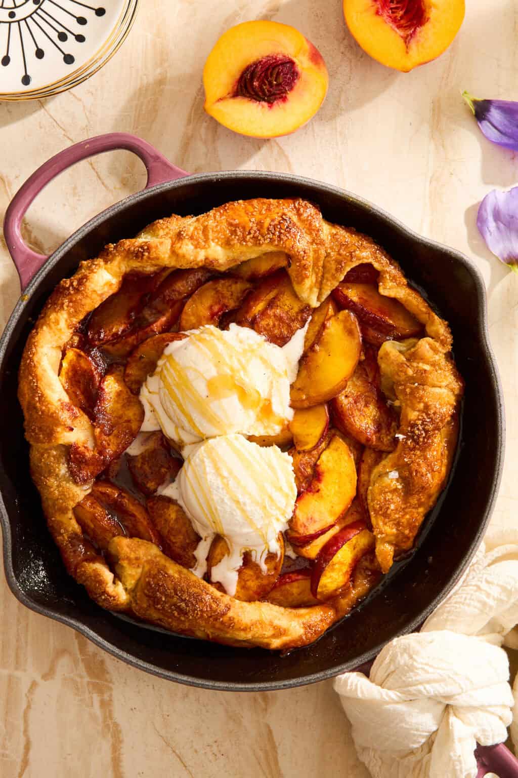 Peach Galette with Puff Pastry - Food Dolls