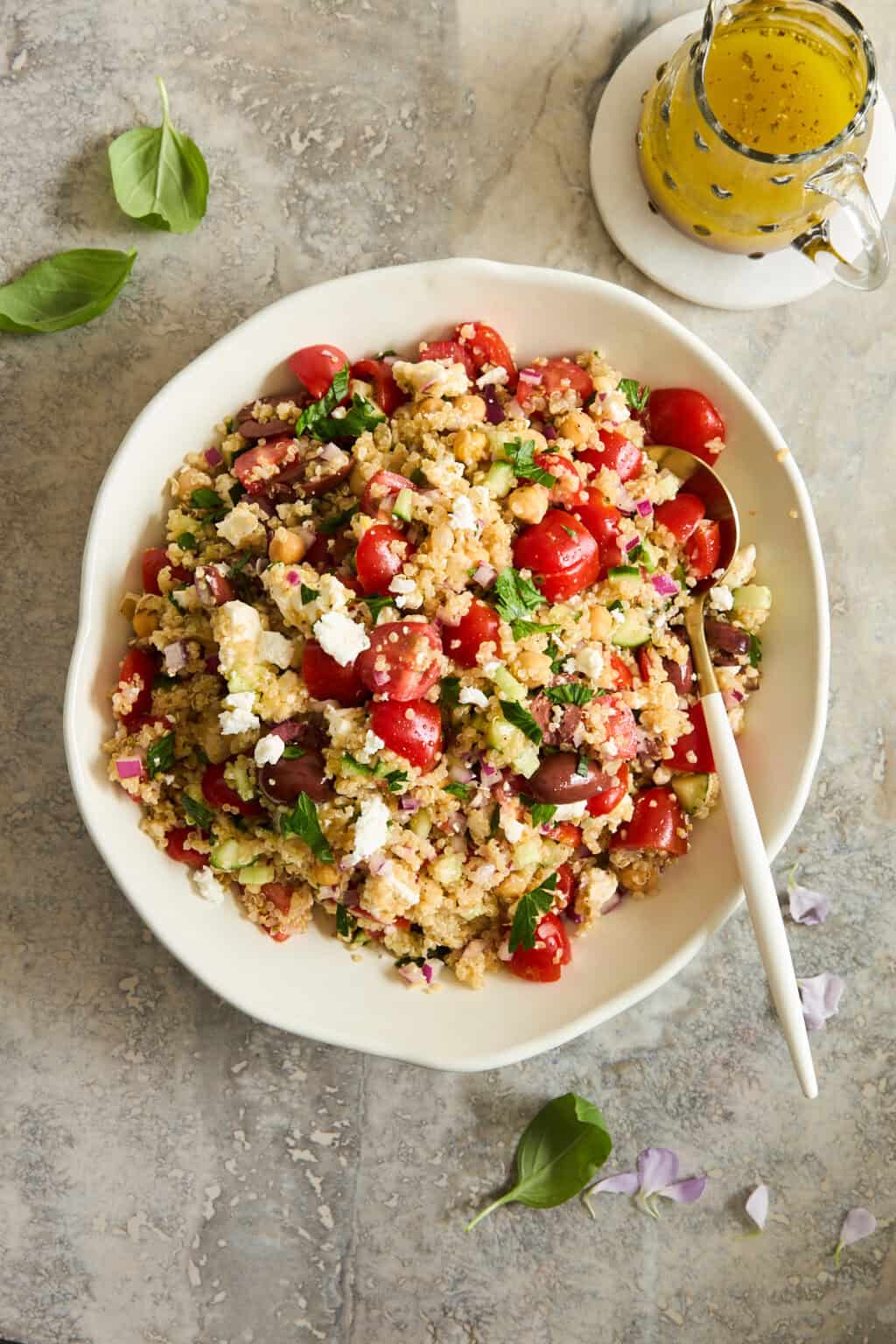 Quinoa Chickpea Salad with Vinaigrette - Food Dolls